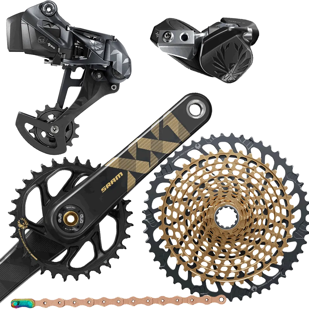 Sram XX1 Eagle AXS eTap Gruppe 12x1-fach komplett gold Mod 2022 - TNC ...